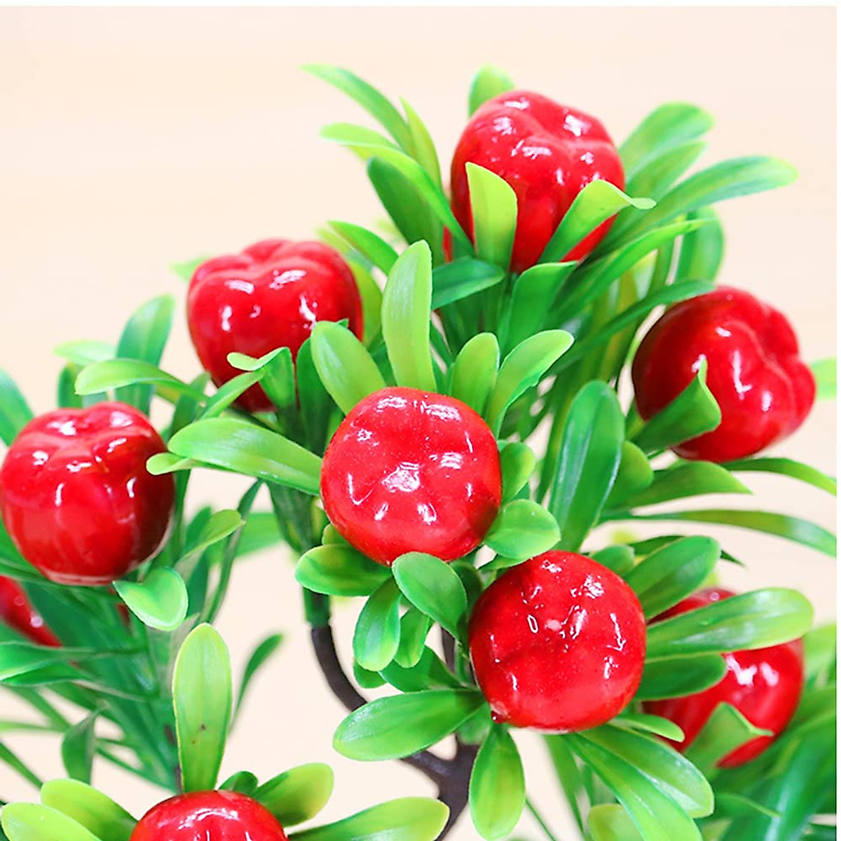 9.85 inch Artificial Potted Plants，Potted Plants Artificial Apple Tree, Artificial Fruit Apple Tree Bonsai Fake Greenery Plastic Pot,for Home Table Desk Office Bathroom Decor