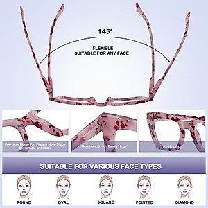 XXZQRYHN Oprah Reading Glasses for Women-5 Pack Blue Light Blocking Square Fashion Readers with Spring Hinge Computer Eyeglasses(Mix1, 1.50x)