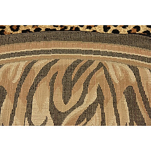Unique Loom Wildlife Collection Animal Inspired with Cheetah Bordered Design Area Rug, 8 ft, Ivory/Black
