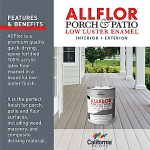 CALIFORNIA PAINTS ALLFLOR Porch, Patio and Floor Enamel Paint, Black, 1 Quart, Extremely Durable Water-Based Formula, Ideal for Patios, Pool Decks, Basements & More