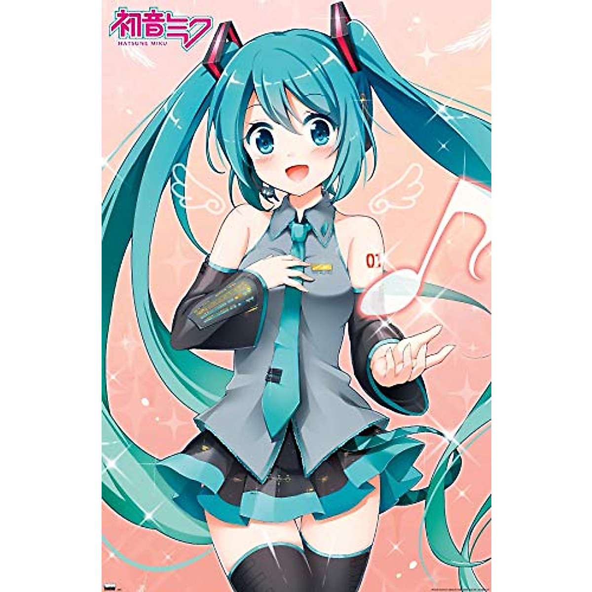 Trends International Hatsune Miku-Music Note Wall Poster, 22.375" x 34", Unframed Version