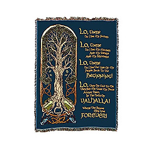 Pure Country Weavers The Viking Prayer Blanket - Tree of Life - Norse Gift Tapestry Throw Woven from Cotton - Made in The USA (72x54)