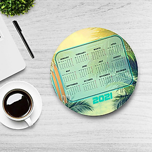 Pixxel Creations | Round Mouse Pad | 2021 Calendar | Gaming | Office | Desk | Home | Gift | Décor | Surf Pardise