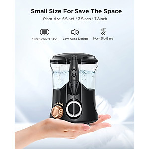 Water Flossers, 600ML Dental Water Teeth Cleaner with 8 Jet Tips for Family, 10 Adjustable Pressure, Electric Dental Pick Flosser for Teeth or Braces, Black