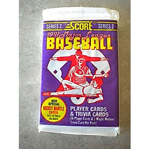 SCORE 1991 SERIES 2 UNOPENED PACK OF 16 BASEBALL CARDS PLUS TRIVIA CARD