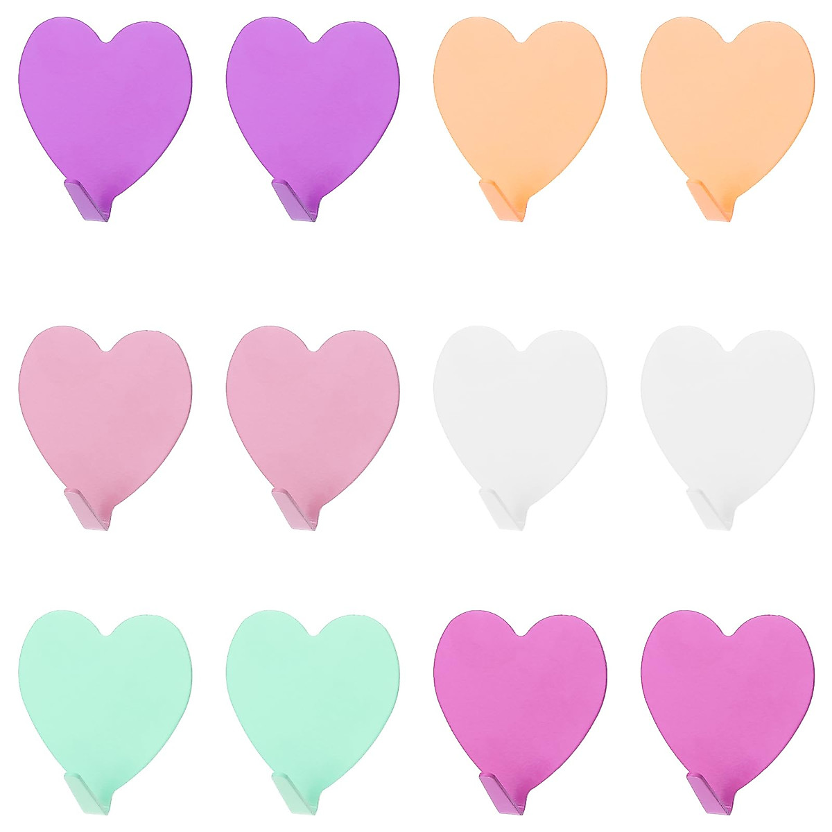 SXoonKing 12 Pack Heart Shaped Adhesive Hooks,Decorative Wall Hook,Boho Wall Hooks,Decorative Wall Hook, Hook for Shower Wall,Cute Hooks for Keys Towel Home Kitchen Bathroom Office Classroom