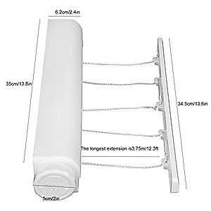Spring Automatic Clothesline Drying Rack with Hooks, Perforated Installation Telescopic Retractable Clothesline, Can Bear a Load of About 8kg/282.2oz