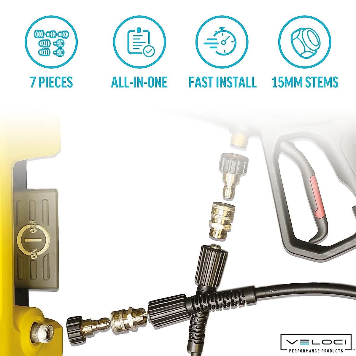 MTM Hydro Pressure Washer 7-Piece Hose Adapter Kit for use with Foam Cannons, Pressure Washers and Hoses