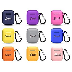 VRW Custom Airpod Case with Keychain,Silicone case for AIrpod, Custom Name Airpod case Airpods Charging Cover Skin,For Airpod 1and 2(Not For The Pro Version)