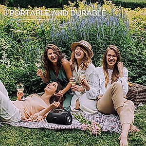 MIATONE 60W Portable Bluetooth Speaker with Titanium Subwoofer, Outdoor Waterproof Wireless Loud Portable Big Bluetooth Speakers, Build-in Power Bank for Camping Garden Party(Black)