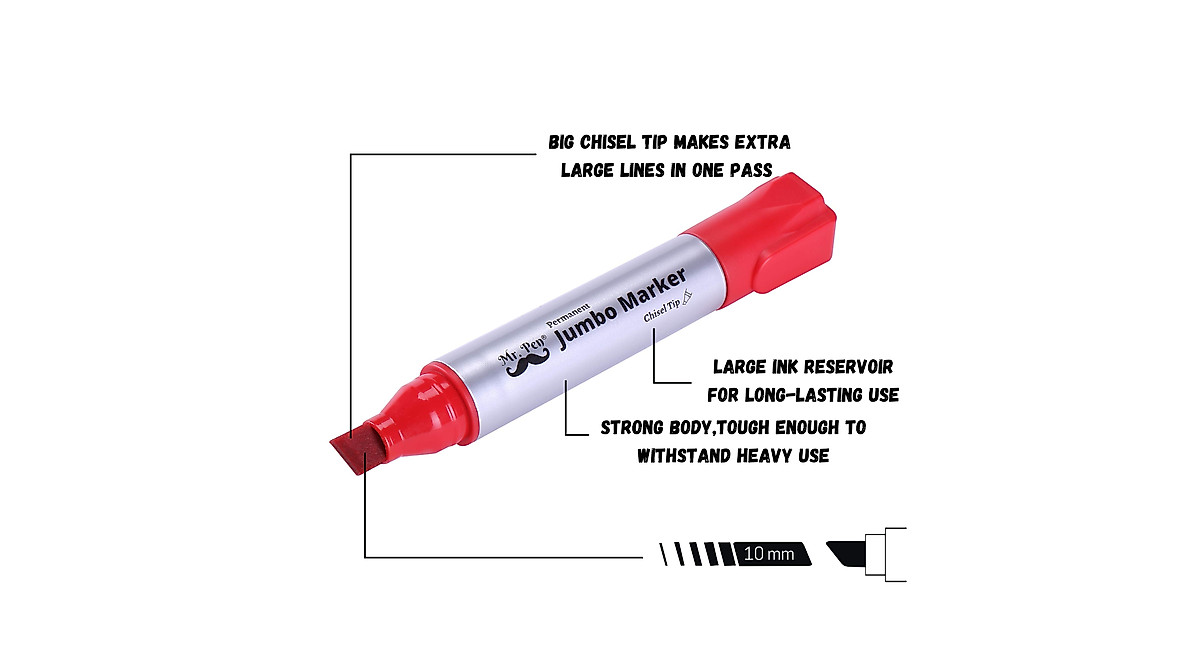 Mr. Pen Jumbo Permanent Markers - Bold & Waterproof 4 Pack