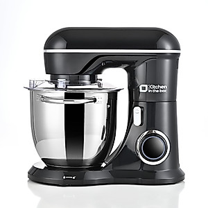 Kitchen in the box Stand Mixer, 4.5QT+5QT Two bowls Electric Food Mixer, 10 Speeds 3-IN-1 Kitchen Mixer for Daily Use with Egg Whisk,Dough Hook,Flat Beater (Black)