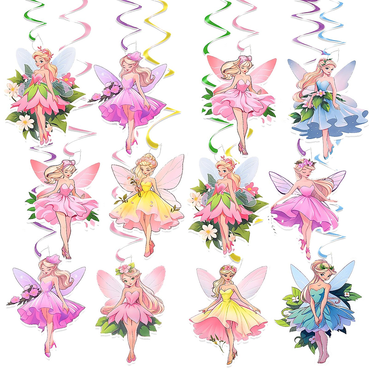 18PCS Fairy Party Decorations Fairy First Birthday Decorations Fairy Birthday Party Supplies Butterfly Birthday Decorations for Girls Fairy Hanging Swirls for Flower Baby Shower Garden Party