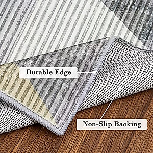 COZYLOOM Modern Abstract Area Rug, Chic Contemporary Geometric Indoor Rug Soft Low Pile Washable Throw Carpet Non-Shedding Living Room Bedroom Dining Home Office Area Rug Yellow 8x10 feet