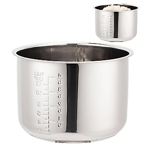 Stainless Steel Rice Cooker Inner Pot 4L Stove Safe Polished Edged Rice Cooker Inner Pot with Scale ＆ 3-Ply Bottom for Rice Pot Rice Cooker Rice Cooker Inner Pot Rice Pot Rice Cooker Inner Pot