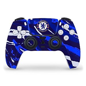 Head Case Designs Officially Licensed Chelsea Football Club Abstract Brush Art Vinyl Faceplate Sticker Gaming Skin Decal Cover Compatible With Sony PlayStation 5 PS5 DualSense Controller
