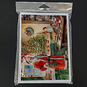 Caroline's Treasures DAC3303GCA7P Cookies with Santa Claus Papa Noel Greeting Cards Pack of 8 Blank Cards with Envelopes Whimsical A7 Size 5x7 Blank Note Cards