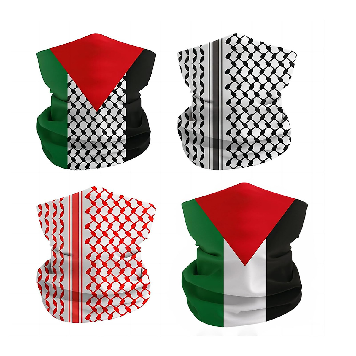 ZENRUIMING 4 pieces of Palestinian flag Neck Gaiter Balaclava Face Mask, multifunctional headscarf, outdoor sunscreen scarf face mask