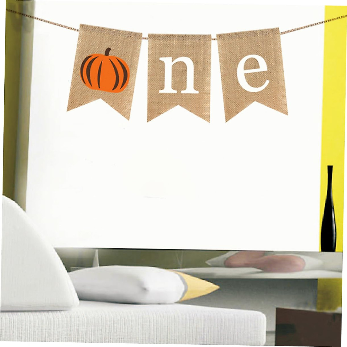 ibasenice 3pcs Kids First Birthday Bunting First Birthday Hanging Garland Halloween Theme Banner Burlap Banner Rings Baby Pumpkin