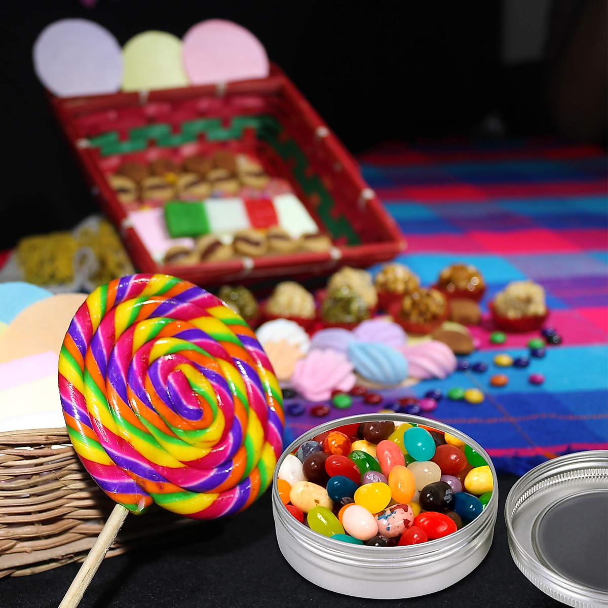 Lainrrew 15 Pack 2oz Metal Round Tins, Aluminum Empty Candle Tins with Screw Lid Small Storage Travel Tin Jars Containers for Spices, Candles, Arts & Crafts, Cosmetics (2oz)