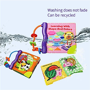 Little Bado Baby 6 Month + Toys Earlyears Tactile and Educational Cloth Soft Book Teether Rings Infant Learning Toy English Letters A B C Squeak Rattle Crinkle Toddler Activity Gift