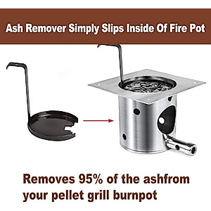 QuliMetal 304 Stainless Steel Fire Burn Pot Replacement Parts for Traeger and Pit Boss Pellet Grills, Durable Firepot with Ash Remover, Screws and Fuse