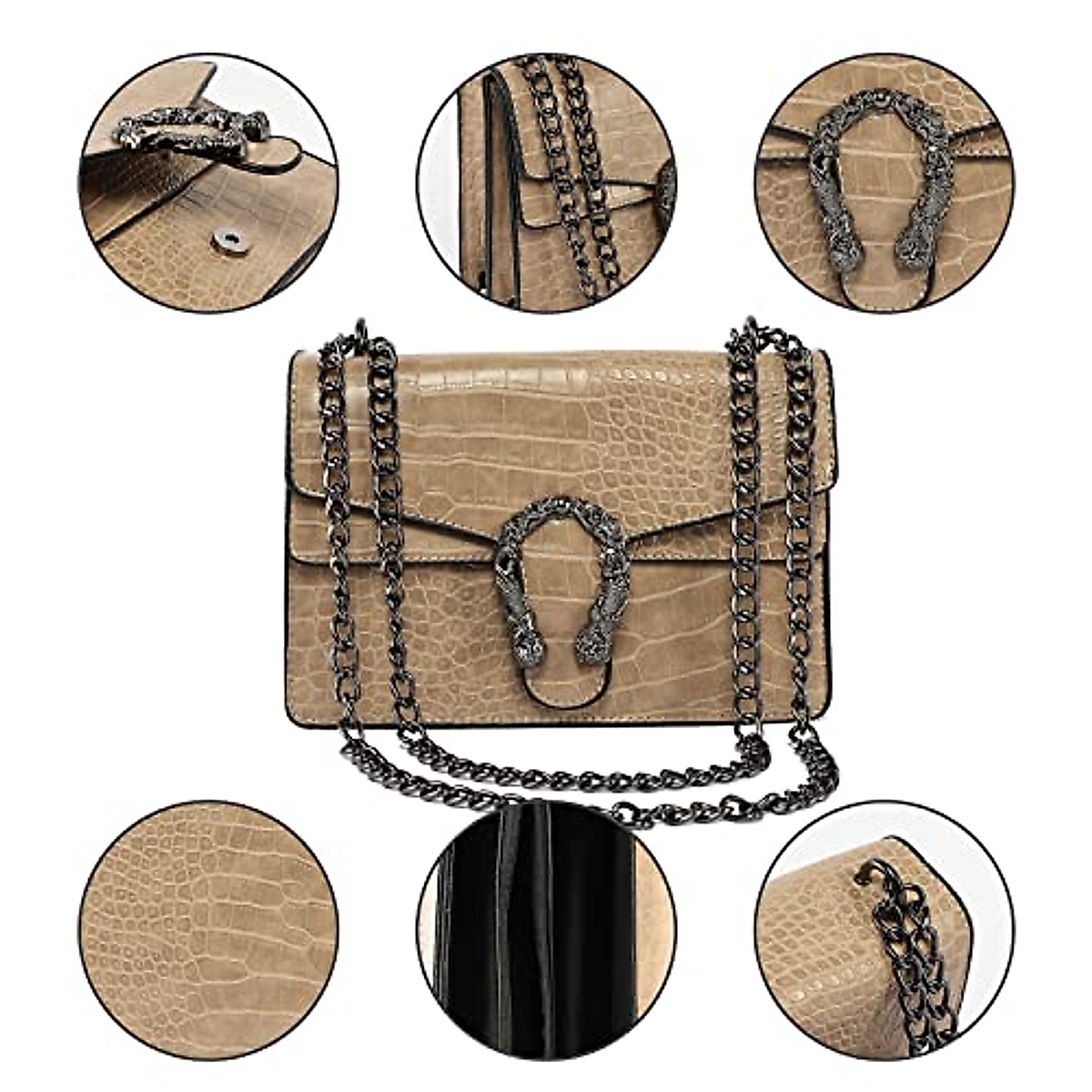Crossbody Bags For Women Snake Print Clutch Purses Cross Body Evening Handbag Chain Strap Shoulder Satchel
