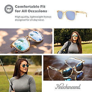 Knockaround Paso Robles Polarized Sunglasses For Men & Women, Full UV400 Protection, Glossy Peach Frames/Blue Snow Opal Lenses