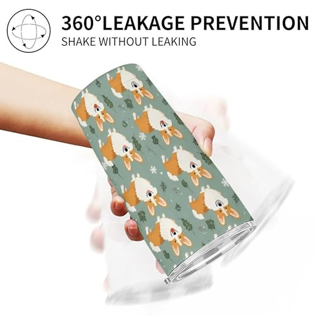 KIOWEIR Corgi Christmas And Grass Stainless Steel Tumbler 20oz With Lid And Straw, Insulated Tumblers Coffee Cup, Travel Mug for Ice Drink & Hot Beverage for Women Men Boys Girls