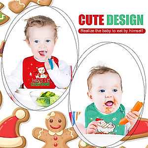 Eurzom Christmas Baby Bib Babies First Christmas Baby Gifts Xmas Newborn Bibs for Baby Girl Boy with Adjustable Closure Baby Drooling Bibs Waterproof for Toddler Infant Unisex, 4 Styles