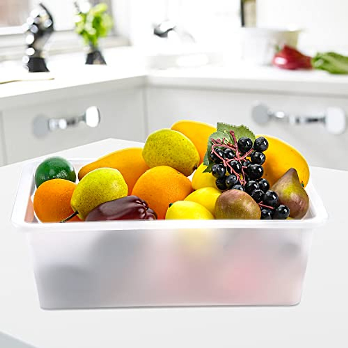 Dicunoy 6 Pack Commercial Bus Tubs, 9L Plastic Dish Pan Basin, White Rectangle Wash Basins Bus Box for Washing Dishes in Sink, Organizer Boxes for Art Supplies, Toys, Foods, 14" L x 11" W x 4.5" H