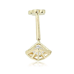 AVORA 14K Yellow Gold Simulated Diamond CZ Diamond Cage Cartilage Piercing Flat Back Earring Body Jewelry (18 Gauge)