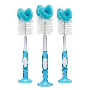 Dr. Brown's Universal Baby Bottle and Accessory Drying Rack & Reusable Sponge Baby Bottle Cleaning Brush Set & Natural Flow Reusable Baby Bottle Vent System and Reservoir Cleaning Bristle Brush