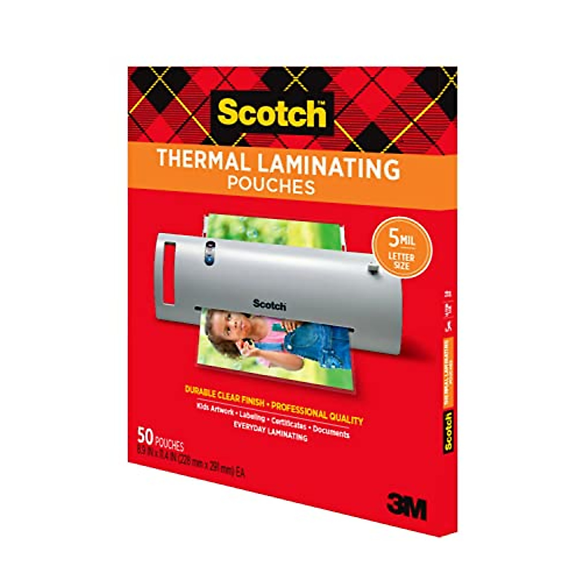 Scotch Thermal Laminating Pouches Premium Quality, 5 Mil Thick for Extra Protection, 50 Pack Letter Size Laminating Sheets, Our Most Durable Lamination Pouch, 8.9 x 11.4 inches, Clear (TP5854-50)