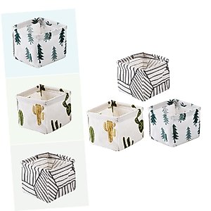 SOESFOUFU 3pcs Toy Storage Baskets Linen Storage Baskets Fabric Storage Cubes with Handles Makeup Storage Basket Cube Storage Bins Collapsible Basket Bins Cotton Linen Organizer Foldable