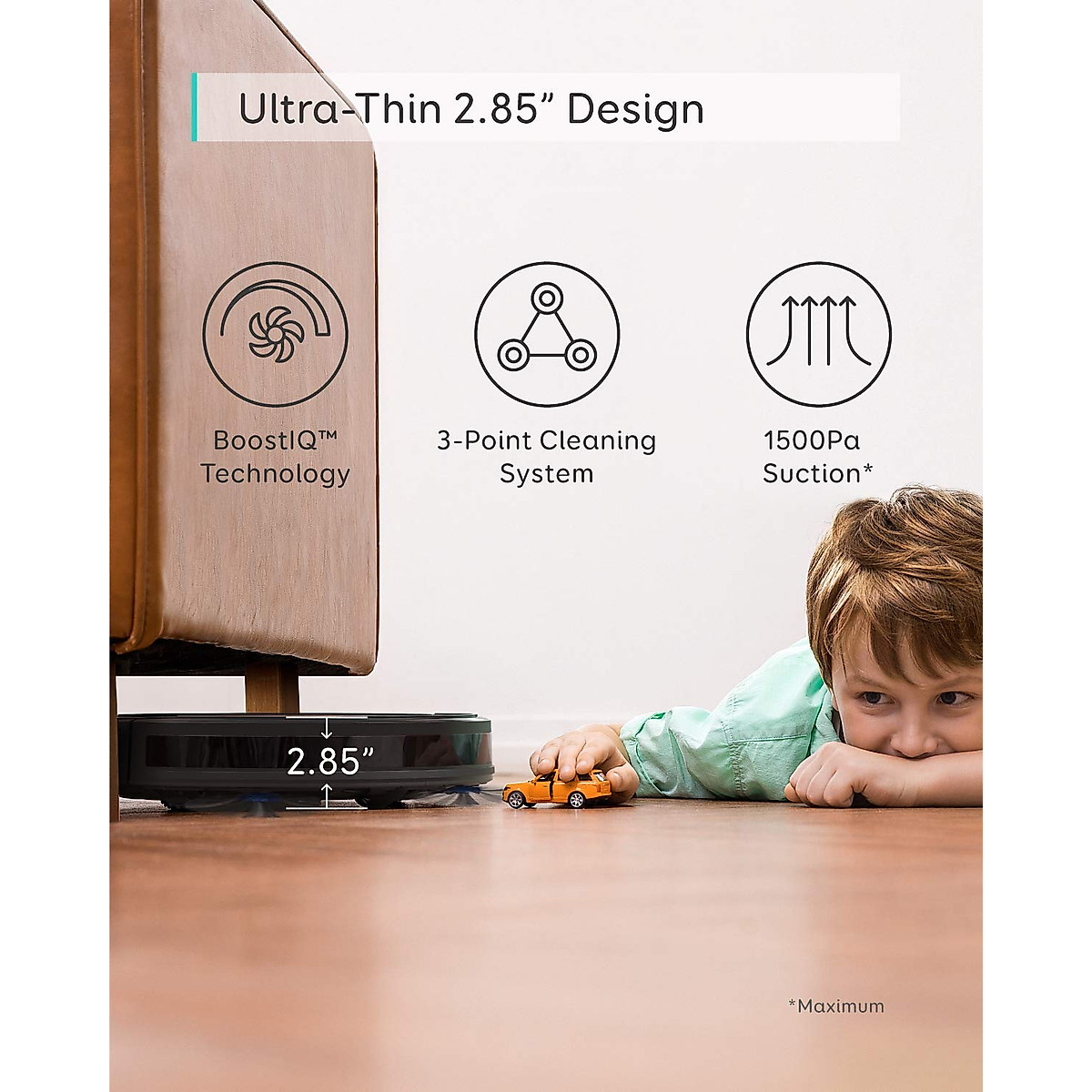 eufy by Anker, BoostIQ RoboVac 12, Robot Vacuum Cleaner, Upgraded, Super-Thin, 1500Pa Strong Suction, Quiet, Self-Charging Robotic Vacuum Cleaner, Cleans Hard Floors to Medium-Pile Carpets