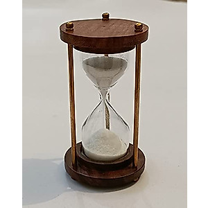 Sohrab Nauticals Wooden Brass Hourglass 4 inches 1 Minute Sand Timer | Sandglass | Sand Clock | Timer with Sparkling Natural White Sand for Home & Kitchen Office Table Desk || Rosewood sandtimer