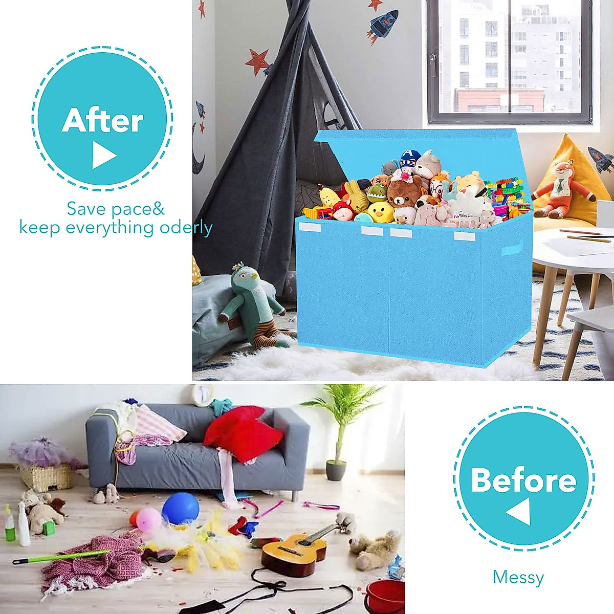 JAYSDAYLY Toy Box for Kids,Collapsible Large Toy Storage Boxes Chest Organizer for Boys,Girls 24.5 * 13 * 16 inches