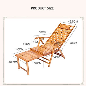 Lounge Chair, Outdoor Garden Furniture Chair Wooden Recliner Chair Bamboo Chaise Foldable Rocking Chairs Max Load 200kg