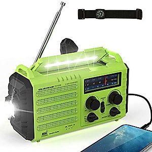 Emergency Radio Hand Crank Solar, AM/FM/SW NOAA Weather Radio, Portable Battery Operated Radio with Cell Phone Charger, 3W LED Flashlight & Reading Lamp, SOS for Home,Storm,Camping,Survival