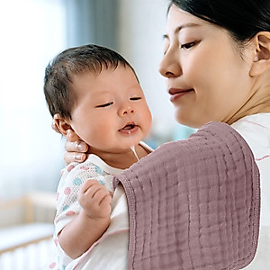 Tallew 8 Pack Baby Burp Cloth Muslin Sets Unisex Bibs Muslin Burp Cloth Cotton Burp Rags Absorbent Soft Burping Cloth (Elegant Color)