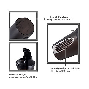 ANNAKIKI Shaker Bottle Protein Shakes and 16-Ounce/400ML Shaker Bottle with Wire Whisk Balls,Free of BPA plastic (Orange+Green(2PCS))