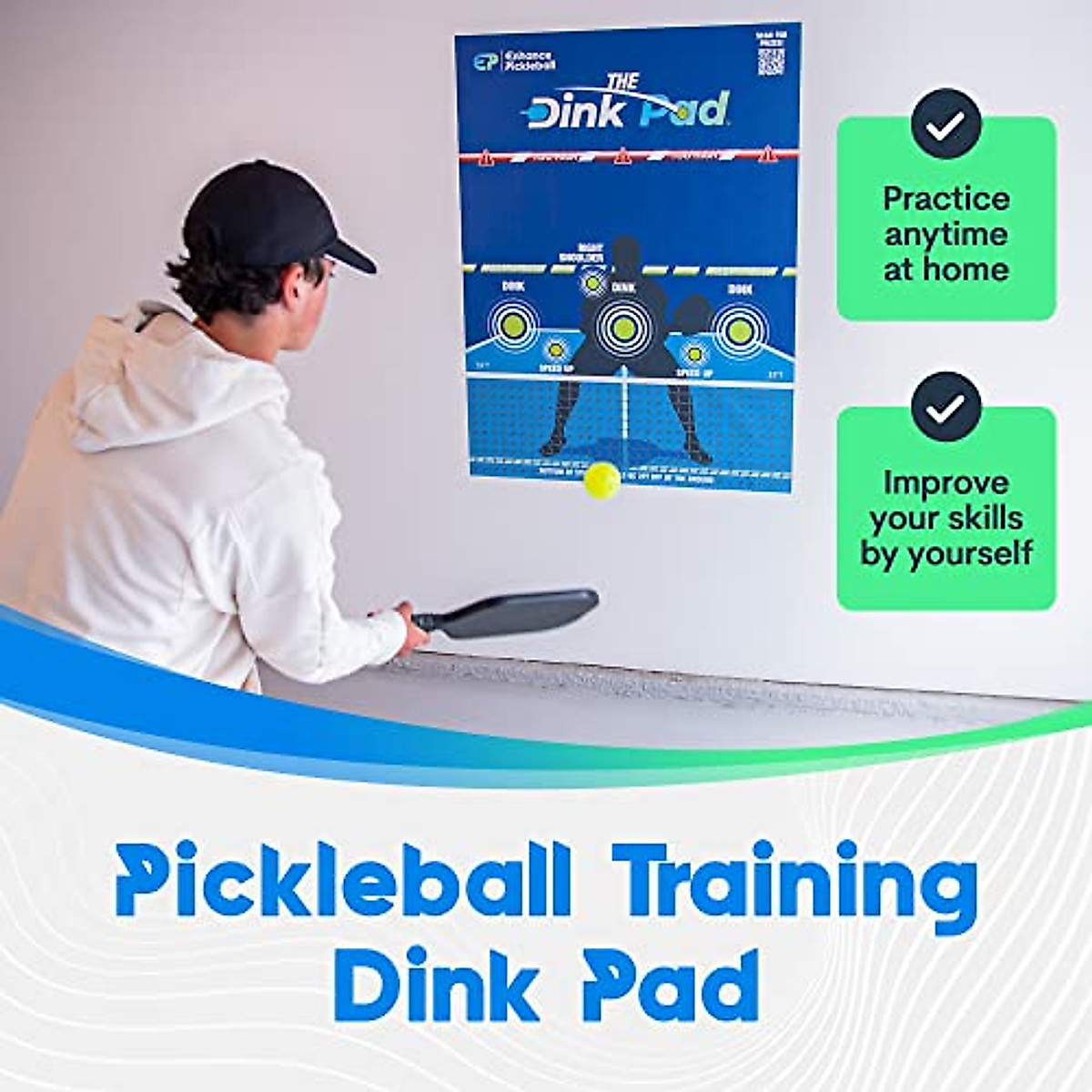The Official Dink Pad By Enhance Pickleball - Pickleball Rebounder Training Aid - Practice Your Dinks and Improve Your Pickleball Game - Transform Any Wall into a Pickleball Court and Net