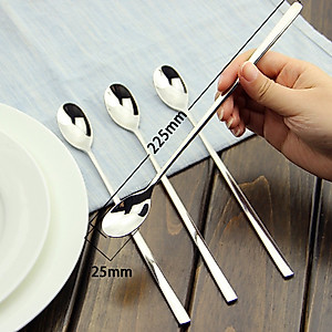 Long Handle Spoon, Coffee Stirrers, 9-inch Ice Tea Spoon, AOOSY Premium 18/10 Stainless Steel Iced Teaspoon for Mothers Milks Tea Mixing Cocktail Stirring Coffee Milkshake Cold Drink, Set of 6