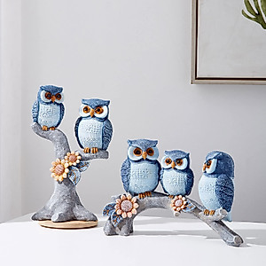 FJS Owl Statue for Home Decor Accents Living Room Bedroom Owl Figurines for Shelf Coffee Table Decor, Christmas Birthday Owl Lovers Gift