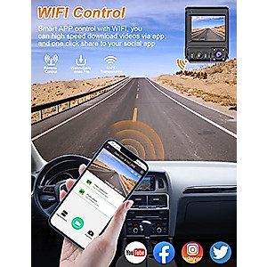 4K Dual Dash Cam, with WiFi GPS, Otovoda Dash Cam Front and Inside, 4K Front/2K Front/1080P Front+1080P Inside, Dual Dash Camera for Cars with Super Night Vision, Parking Monitor, Support 256GB Max