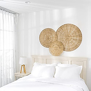 Artera Home Wicker Wall Decor- Set of 3 Oversized Woven Seagrass Wall Plaques, Unique Wall Art for a Bedroom, Living Room, or Office Space