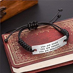 ABNTY Inspirational Gifts for Women Bracelet, You Are Love You Are Valued You Are Beautiful, Inspirational Bracelet