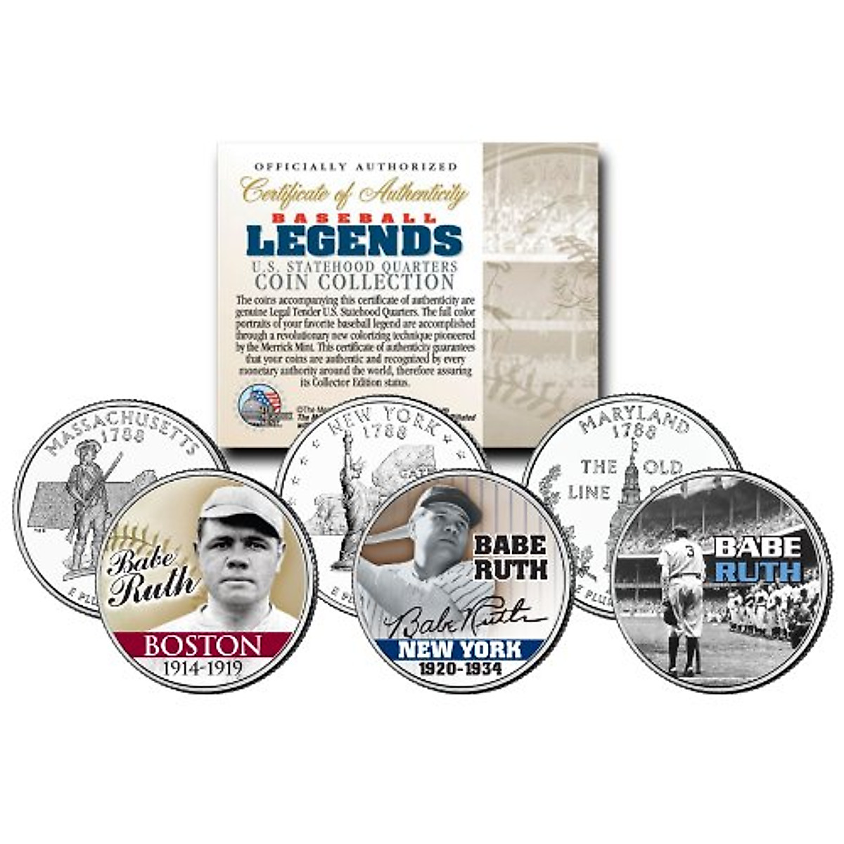 Baseball Legend BABE RUTH State Quarters US 3-Coin Set - Mail-in-OfferRARE