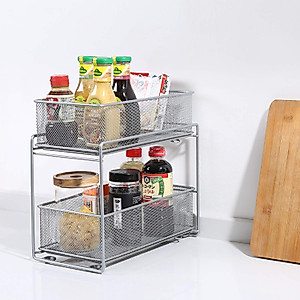 LaCyan Stackable Cabinet Organizer Pull Out Drawer for Kitchen Under Sink Storage,2 Tier